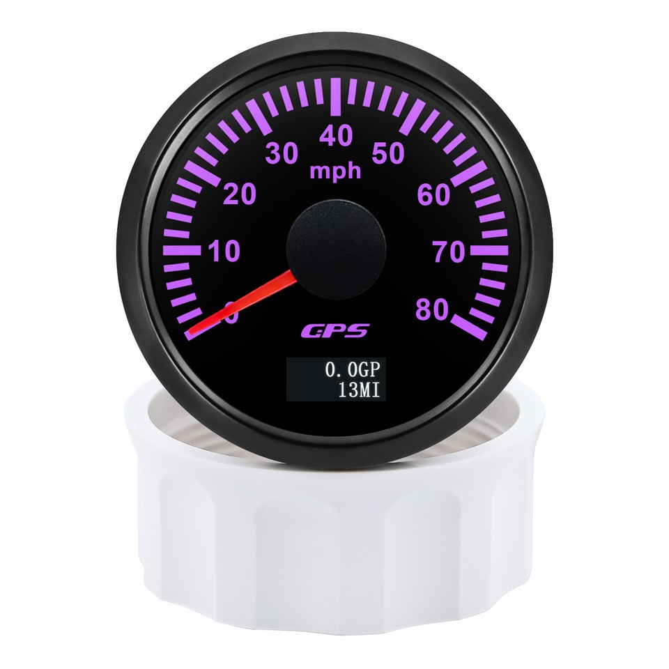 52MM GPS Speedometer 0-80MPH Gauge 7 Colors LED for Motorcycles Boat ...