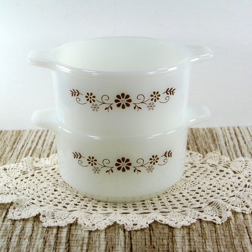2pc VTG Dynaware White Brown Daisy Casserole PYR-O-Rey Vitrocrisa | eBay
