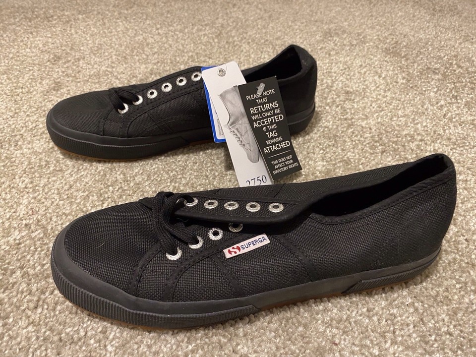 Superga 2750 Cotu Classic Trainers Plimsolls Full Black Euro 41 NWT ...