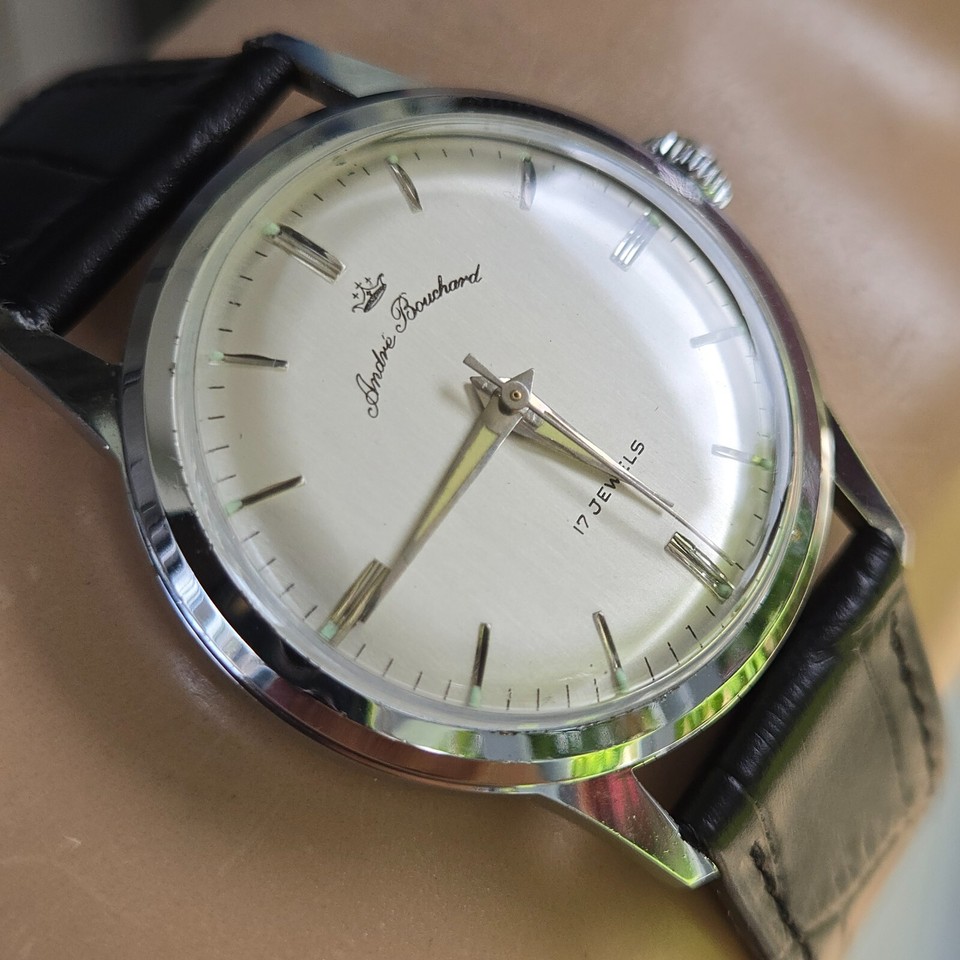 Vintage Andre Bouchard men's manual wind watch ST 92/Enicar 410 swiss ...