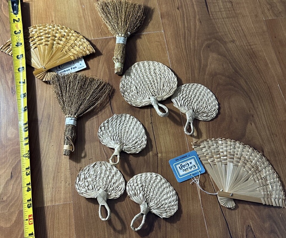 Mini Small Fans: Rattan and Bamboo Boho Decor Palm Leaf Floral Bouquet ...