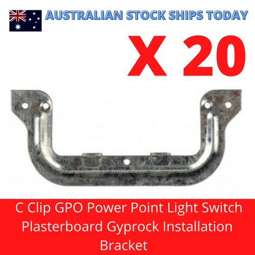 20 x C Clip Plaster Board Gyprock GPO Power Point Light Switch Install ...