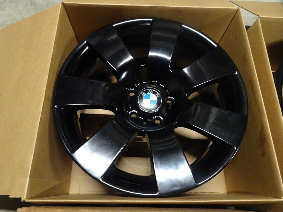 18" FACTORY BMW 3- 5 SERIES E60 18x8 BLACK GLOSS OEM WHEELS RIMS 59476 ...