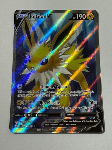 Jolteon V 177/203 SWSH Evolving Skies Full Art Ultra Rare Holo Pokémon ...