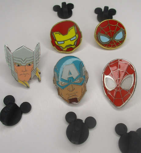 Disney Marvel Mini Faces Pin Set Spiderman Thor Iron Captain America ...