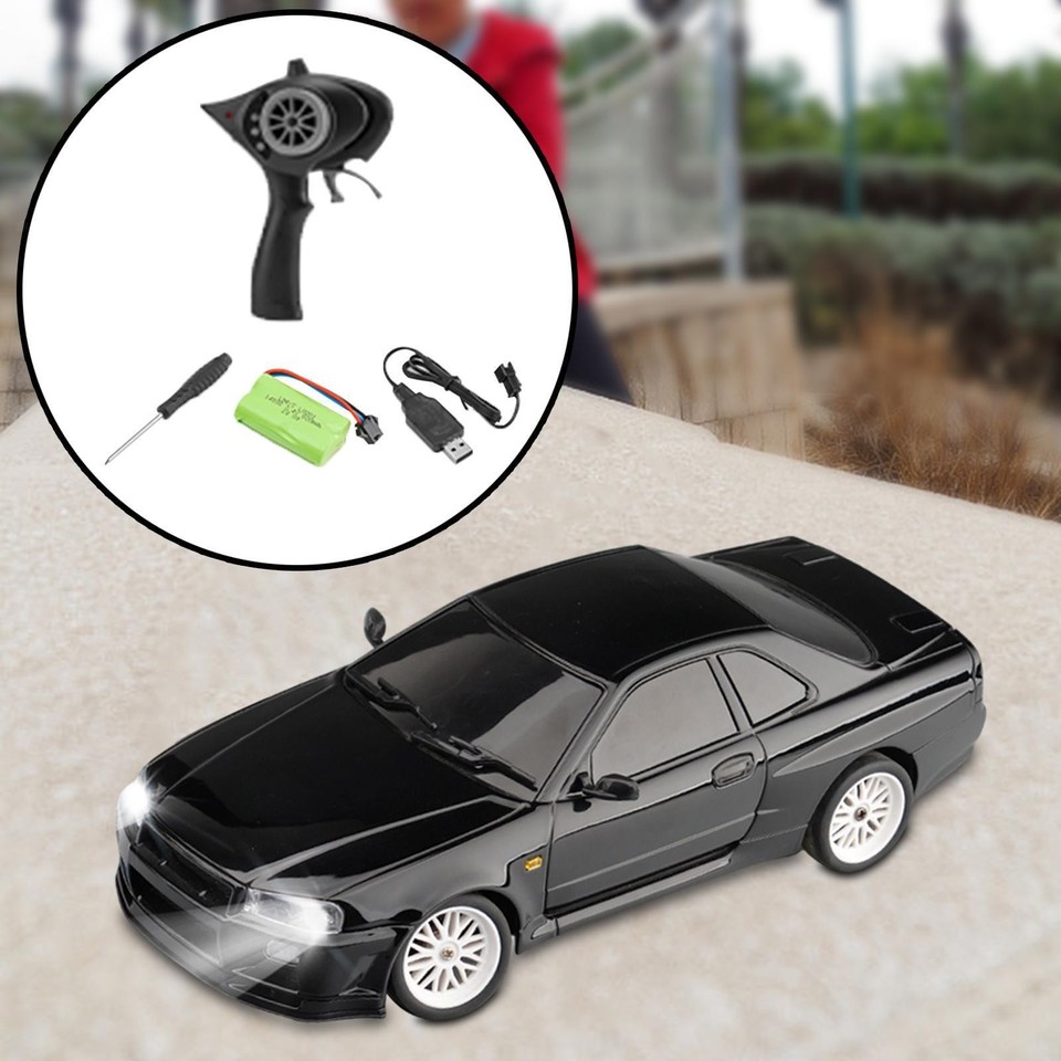 1/18 Scale RC Drift Model Car Motor Lights 4WD Racing Vehicles Remote ...