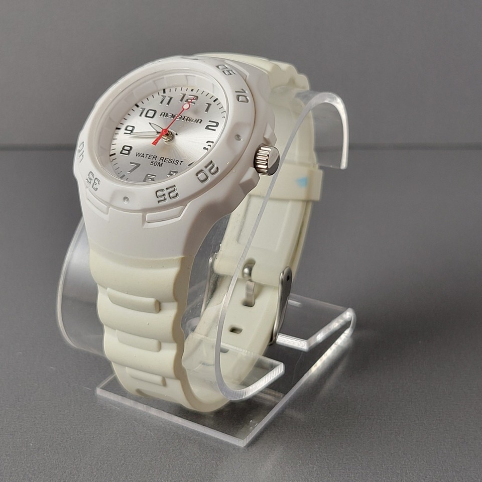 Marathon Quartz Watch White Case Silicone Band 50M Water Resistant 1.42 ...