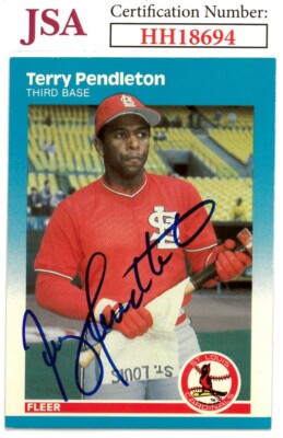 Terry Pendleton signed 1987 Fleer Baseball On Card Auto #306 Cardinals ...