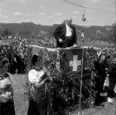Former Federal Councillor Minger at the commemoration 300 years Sw- Old ...