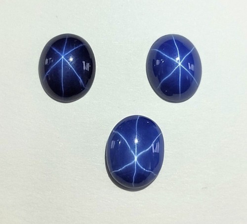 Six Rays Blue Star Sapphire 30.00 Ct 3 Pieces Oval Cabochon Loose Gemstone | eBay