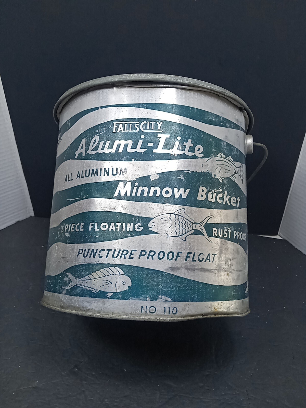 ️ Vintage Falls City Alumi-Lite Aluminum Minnow Bucket NO 110, See Pics ...