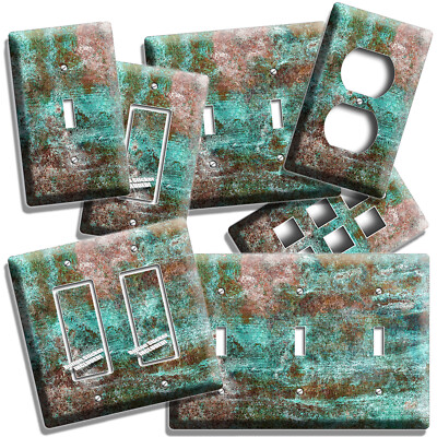 RUSTED BRONZE GREEN PATINA RUSTIC LOOK LIGHT SWITCH OUTLET WALL PLATE ...