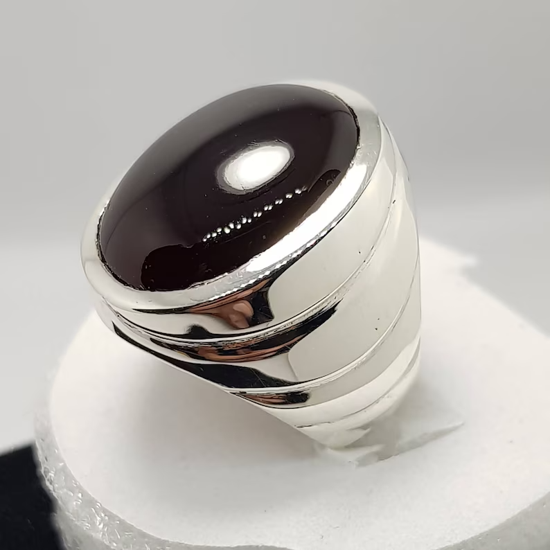 Real Yemeni Aqeeq Ring Kabadi Black Dark Deep Blood Red Aqeeq Ring Akik ...