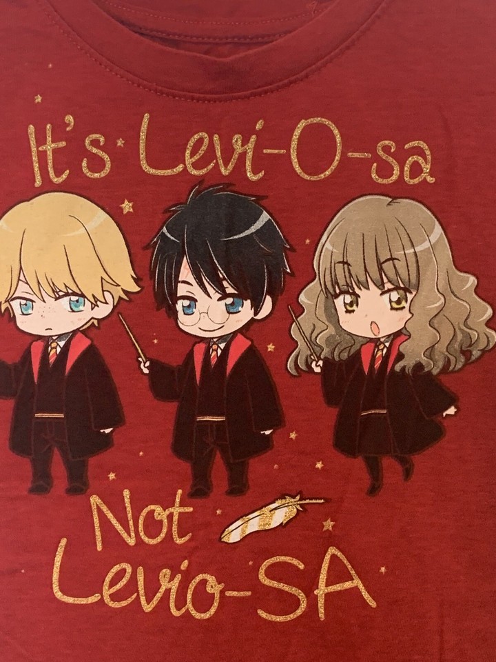 Harry Potter 6/6X Small Girl Red Short Sleeve Shirt Leviosa Ron Harry ...