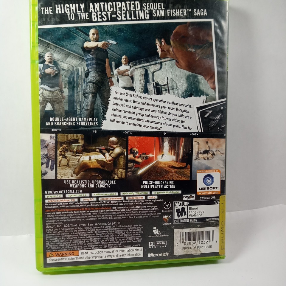 XBOX 360 Game Lot Tom Clancy Splinter Cell Double Agent and ENDWAR ...
