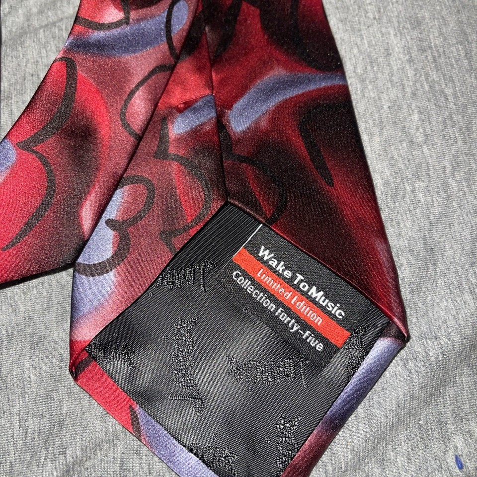 Vintage J Garcia Abstract 100% Silk Neck Tie Men's Red/Wale To Music | eBay