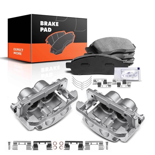 Front LH & RH Brake Caliper & Ceramic Brake Pad for Ford F-150 Lincoln ...