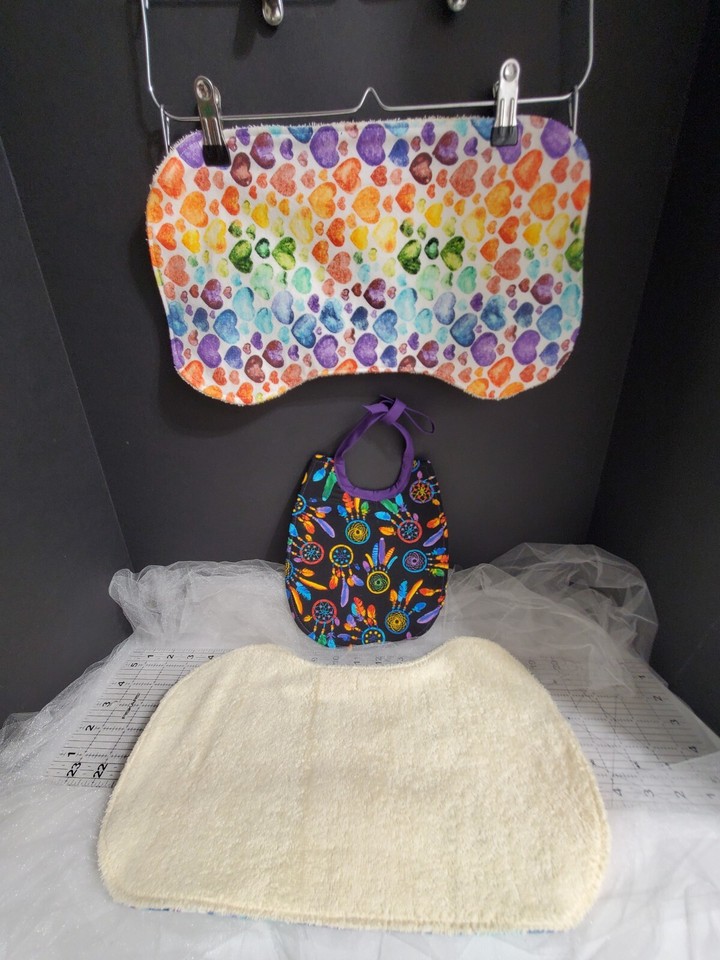 Baby Bib Gift Set-1 Bib 2 Burp Cloths Multi-colored Rainbow Dream ...