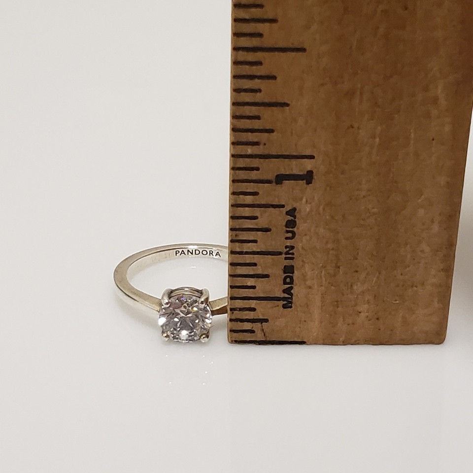 Pandora Sterling Silver Sparkling Solitaire Ring 190052C01 Size 7 / 54 ...