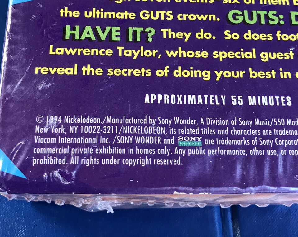 Vintage 1994 Nickelodeon GUTS All-Star Special VHS • SEALED • NEW ...