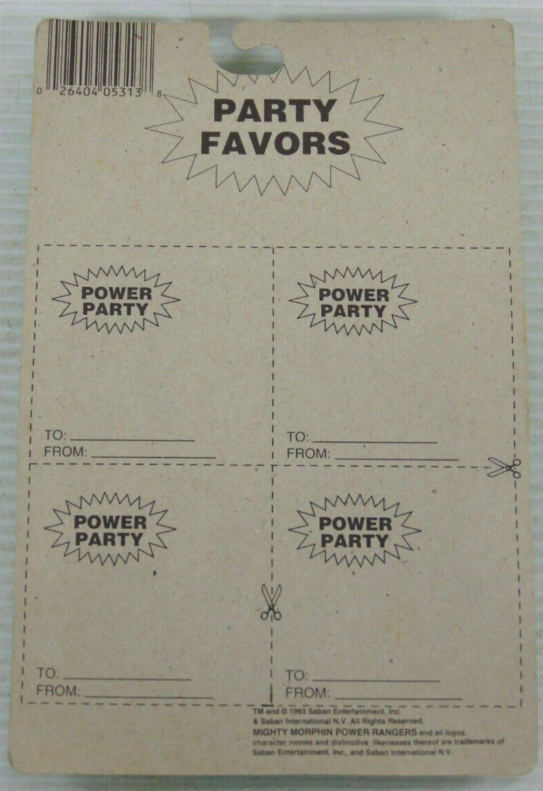 Mighty Morphin Power Rangers Party Favors PLACO 1993 NIP (b) | eBay