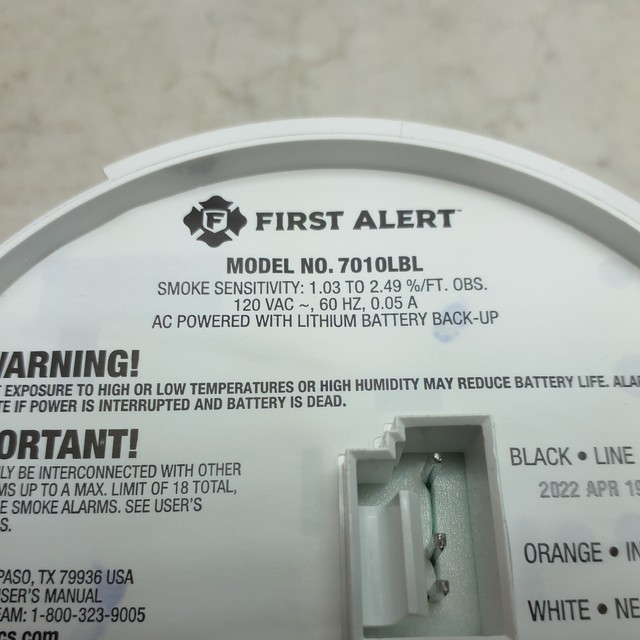 BRK 7010LBL Photoelectric Smoke Alarm Single Button Open Box for sale ...