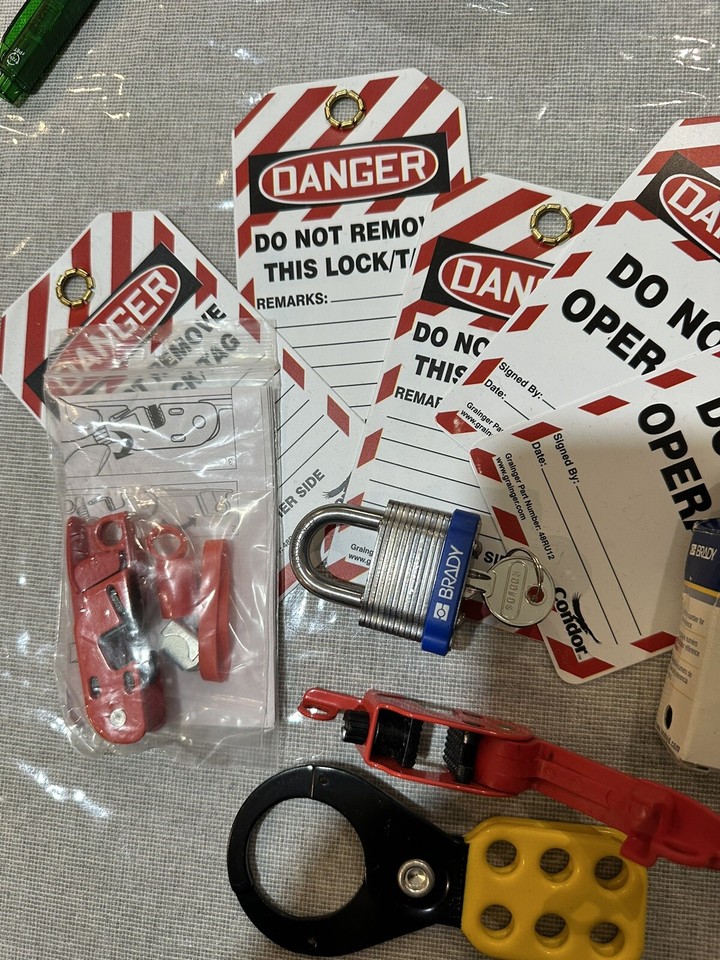 LOCKOUT TAGOUT KIT LOTO PADLOCK TAGS BREAKER LOCKS SAFETY OSHA LOT TAG ...