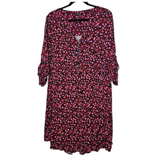 TORRID Shirt Dress Short Plus Size XL 14/16 Red Heart Print 3/4 Sleeve ...