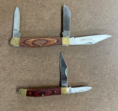Guidesman Drover Stockman 3 Blade & Settler 2 Blade Brass Frame Knife ...
