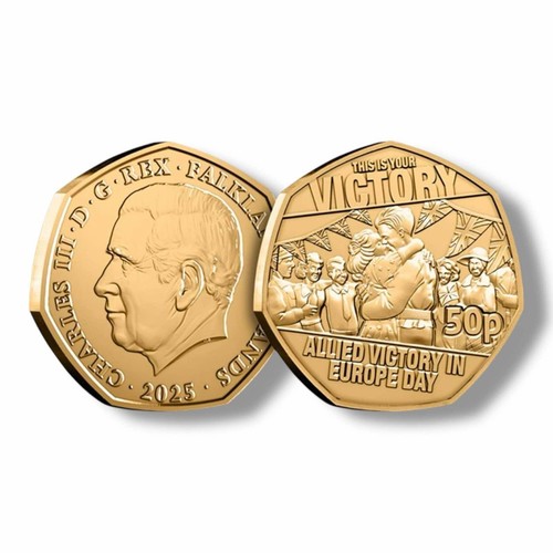New VE Day 80th Anniversary Gold Plated 50p Coin - World War 2 50p | eBay