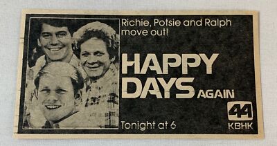 1979 KBHK tv ad ~ HAPPY DAYS Richie, Potsie and Ralph move out | eBay