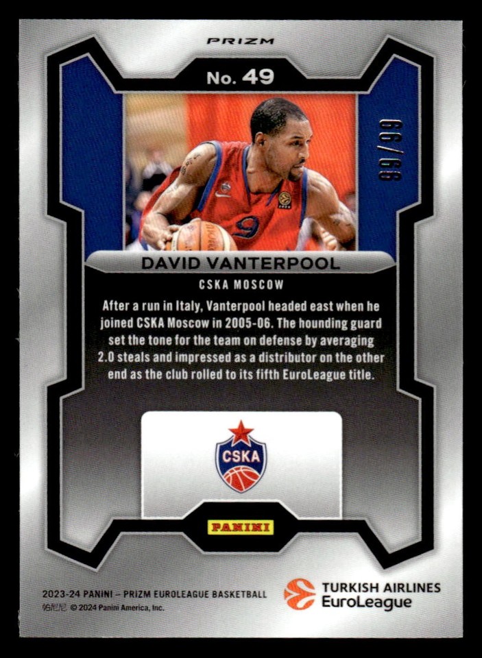 David Vanterpool 2023-24 Panini Prizm EuroLeague #49 Purple #/99 | eBay