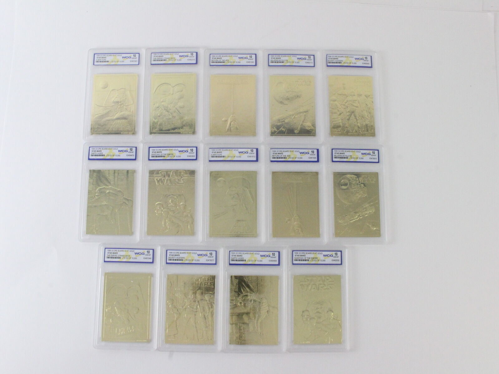 Lot Of 14 Star Wars Empire Strikes Back 23kt Gold Score Board Cards ...