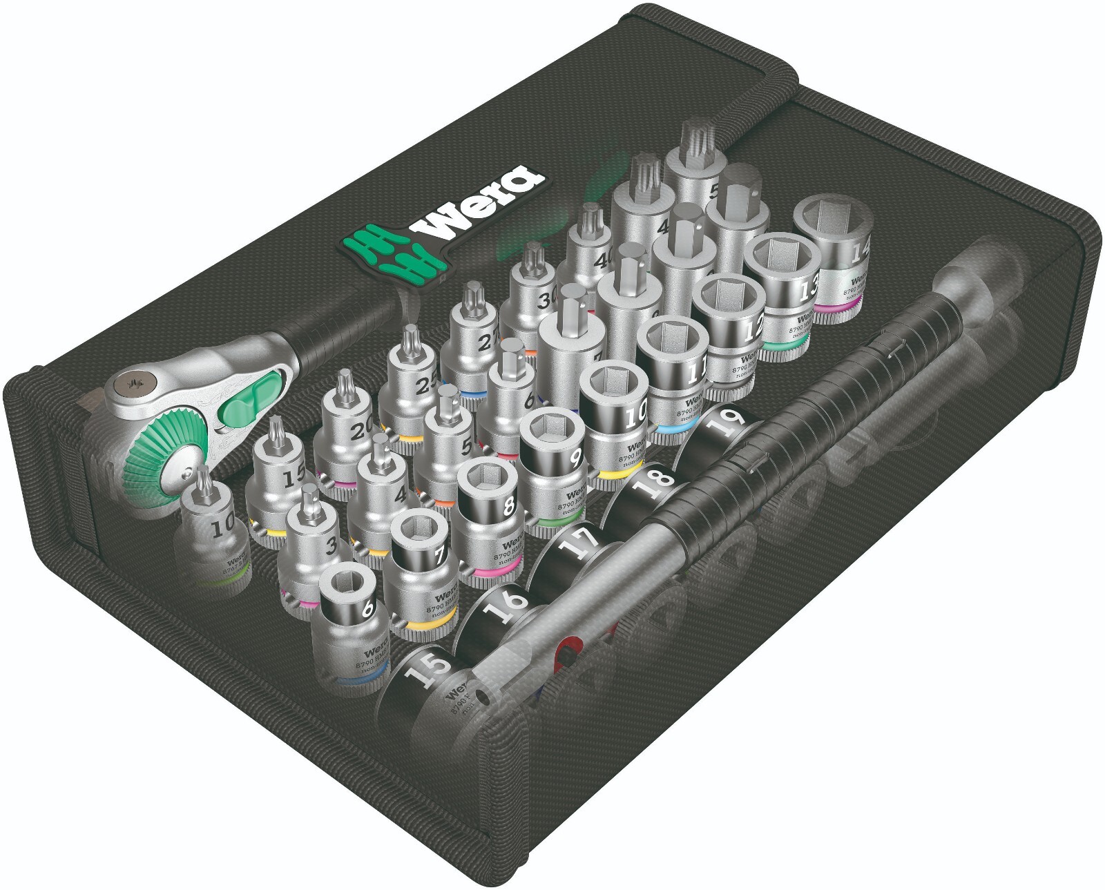 Wera 8100 SB All In Zyklop Speed Ratchet Set HF 3/8" Drive Metric ...