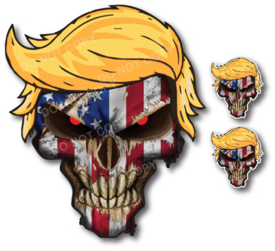 Donald Trump Hair American USA Flag Skull Decal Bumper Sticker Car ...