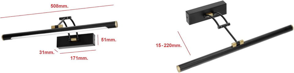 Lampada Specchio Bagno Colore Nero 4000K IP44 Applique Bagno Specchio ...