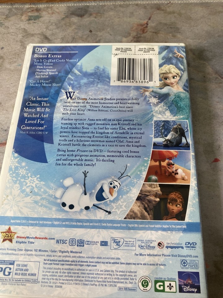 Frozen (DVD, 2014) 786936838961| eBay
