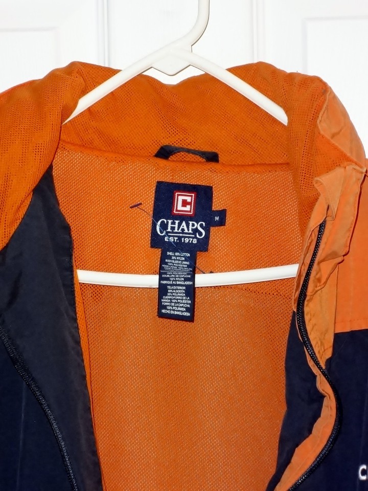CHAPS Orange and Black Lined Windbreaker Jacket Mens Size Medium | eBay