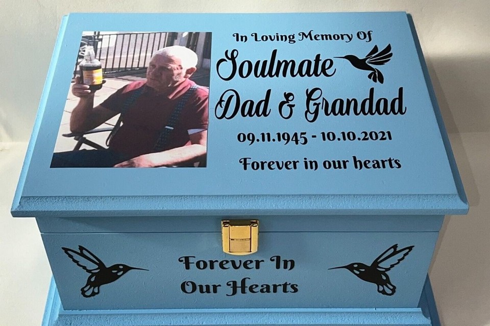 Ashes casket Lock photo on the lid Personalised urn Memory Memorial box ...