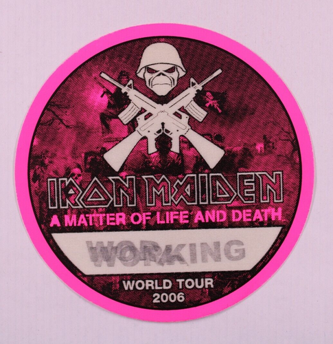 Iron Maiden Ticket Pass Original A Matter Of Life And Death World Tour ...