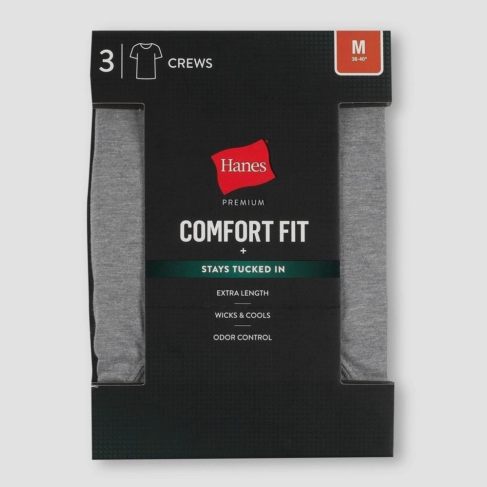 Hanes Premium Black Label Men's 3pk Crewneck Undershirt - Black XL | eBay
