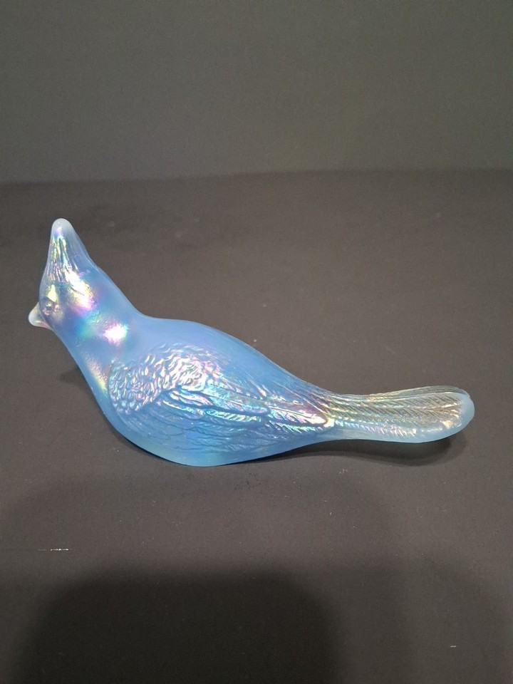 Fenton Iridescent Blue Carnival Glass Blue Jay | eBay
