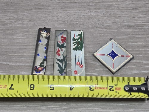 RARE 4 Vintage Dun-Lap Christmas Glass MIRRORETTES 2-Sided Painted ...
