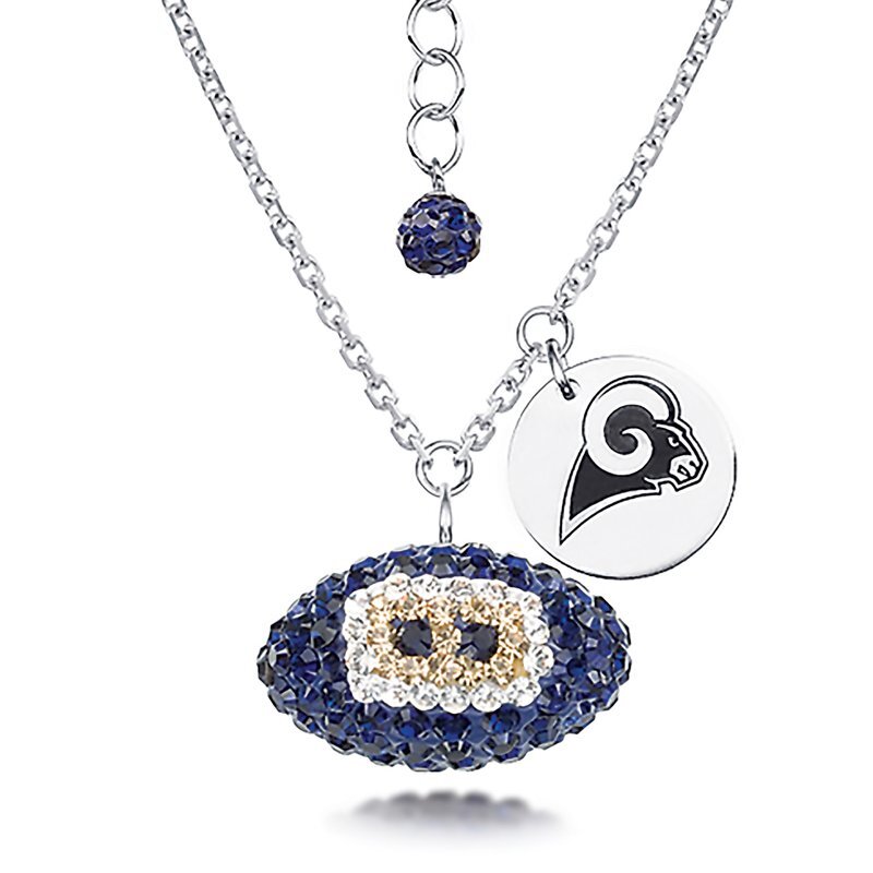 Licensed NFL Team Los Angeles Rams Football Crytals Necklace Sterling ...