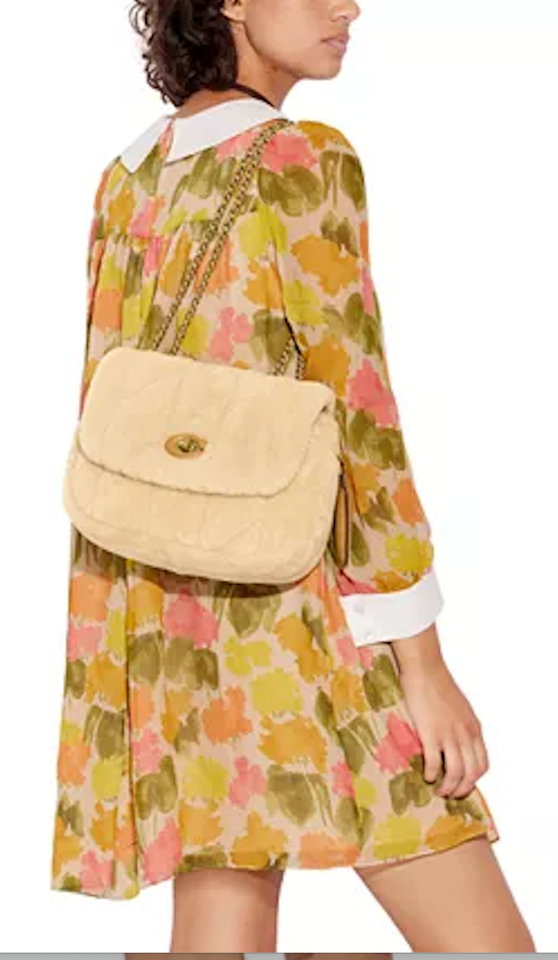 New Coach Pillow Madison Quilted Shearling Shoulder x-body Bag Neutral ...