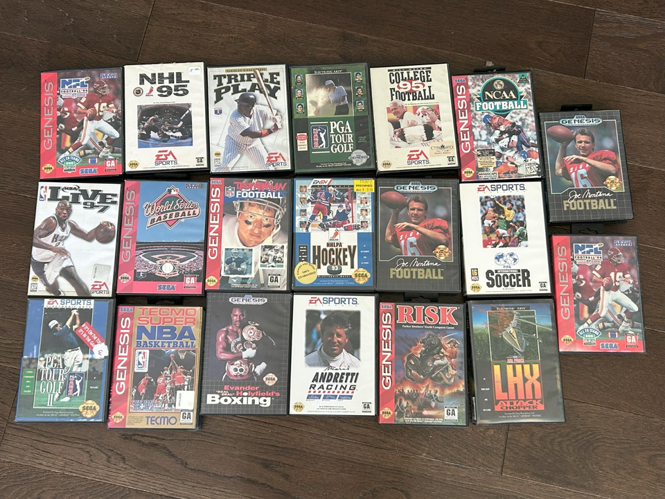 Lot of 20 Sega Genesis Games + Boxes Bundle Untested NFL NBA NFL Risk ...