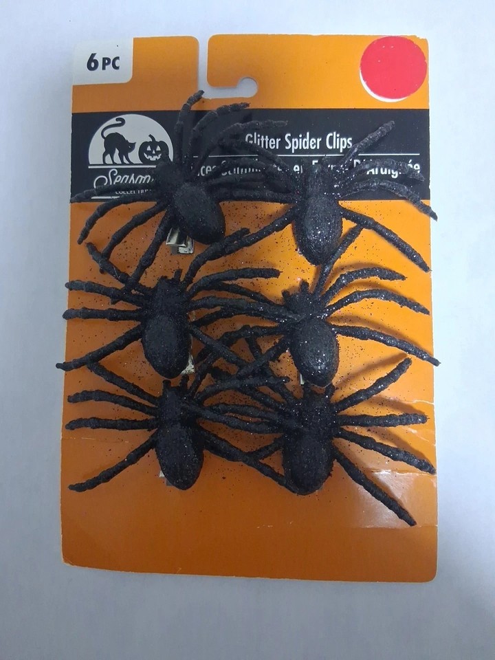 Glitter Spider Clips Purple Silver And Black 3 Packs 6 Spiders Each ...