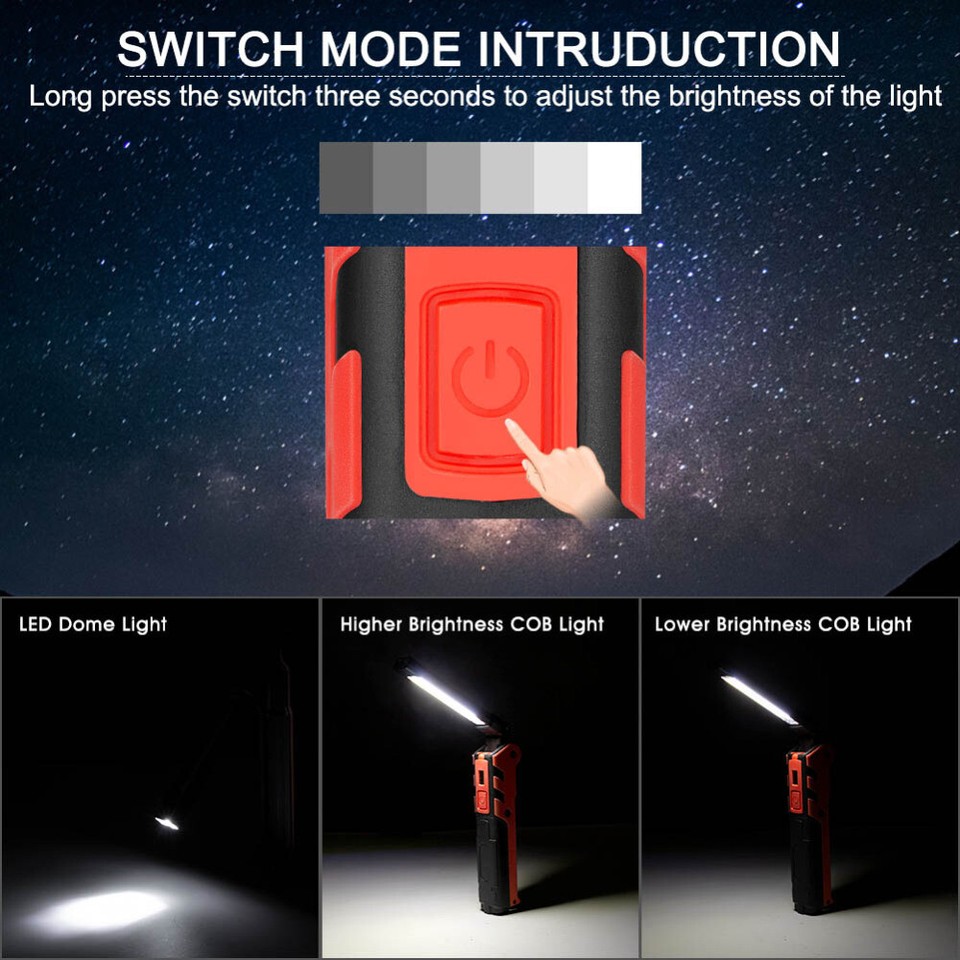 Portable COB LED Work Light Car Garage Mechanic USB Rechargeable Torch ...