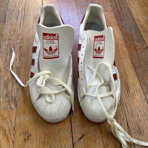 Vintage 80s ADIDAS Superstar Shell Toe Made In France Size 6 1/2 NEVER ...