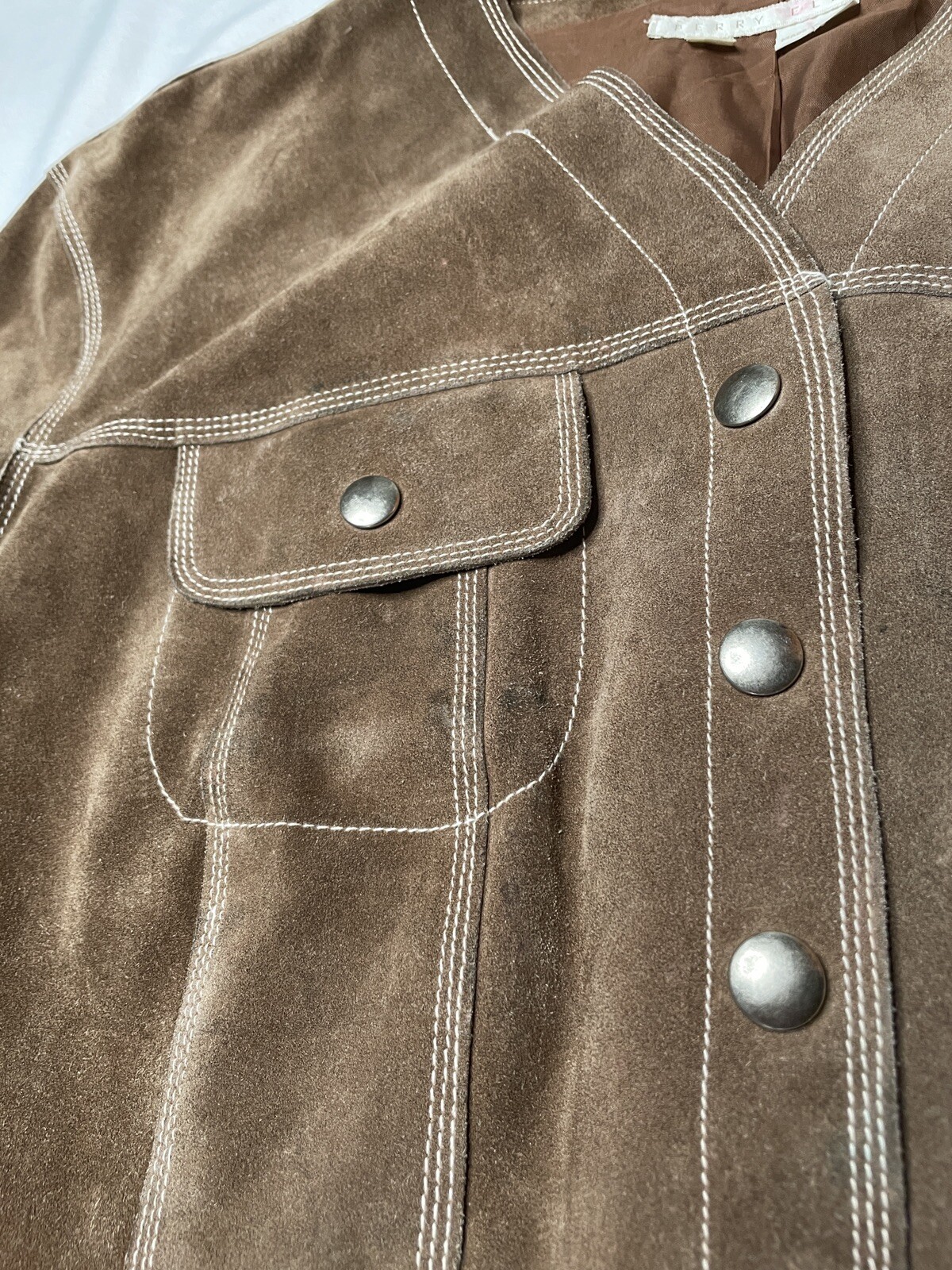 Perry Ellis Marc Jacobs Crop Brown Suede Leather Jacket Grunge Spring ...